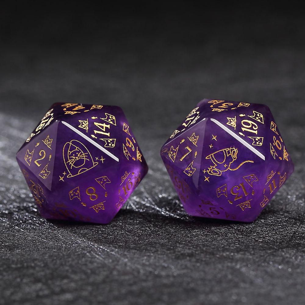 Full Amethyst Cat Set - Dungeons and Dragon Raised Dice, RPG Game ...