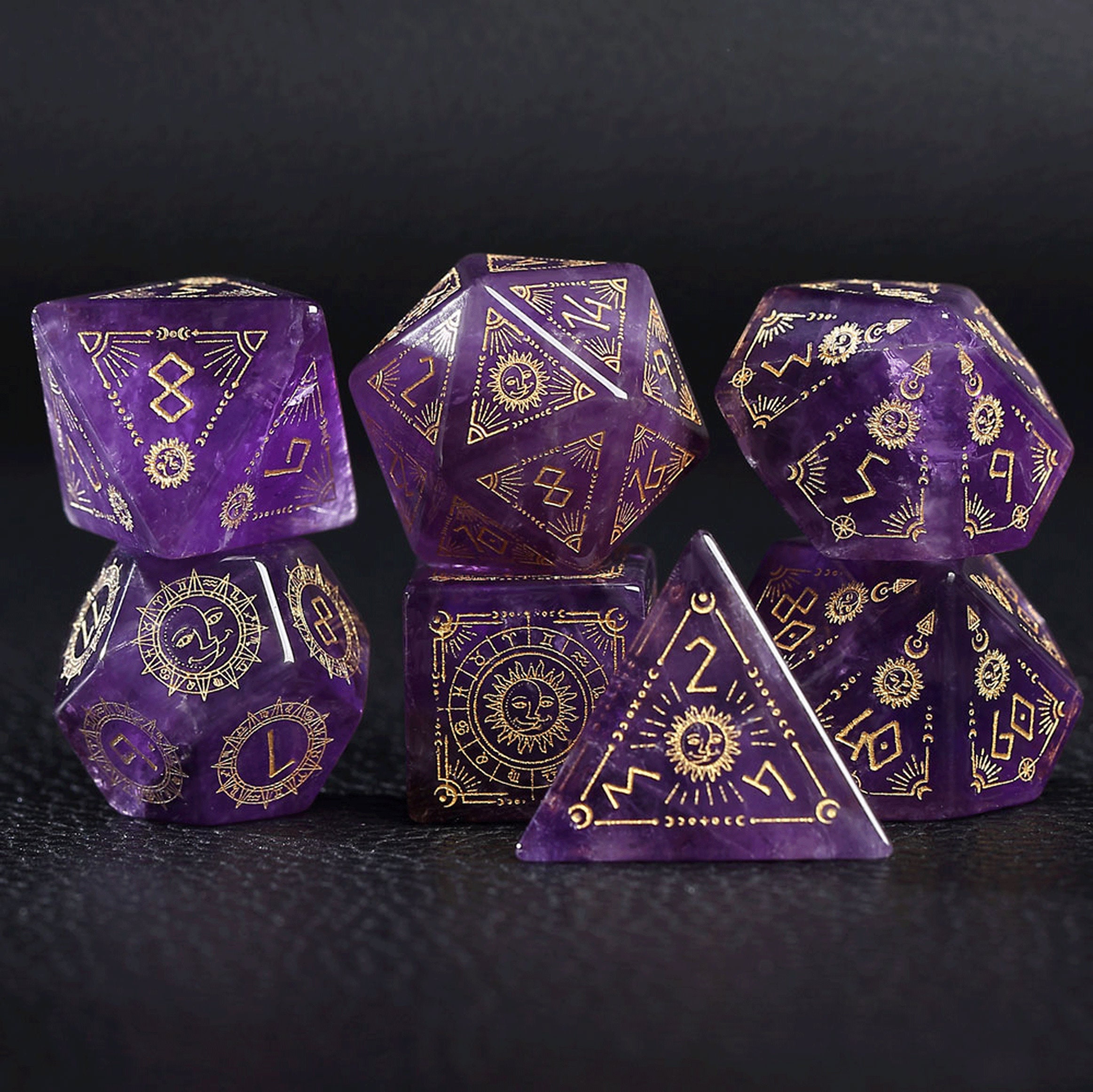 Full Set Amethyst Polyhedral Dice Set Set Warlock Style - Dungeons and ...
