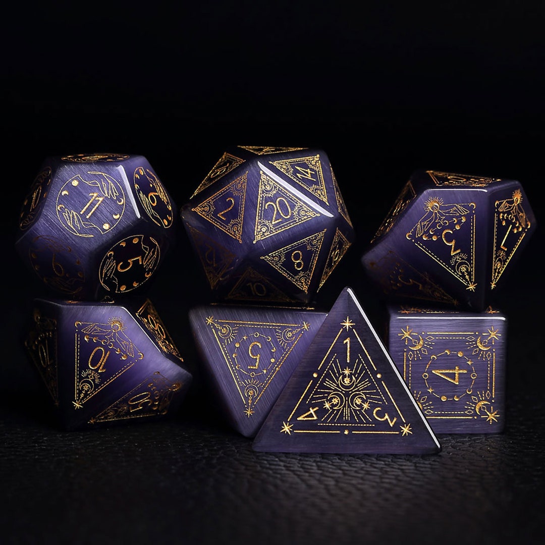 Full Set Amethyst Polyhedral Dice Set Set Warlock Style - Dungeons and ...
