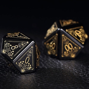 Full Set Obsidian Polyhedral Dice Set Set Warlock Style - Dungeons and ...