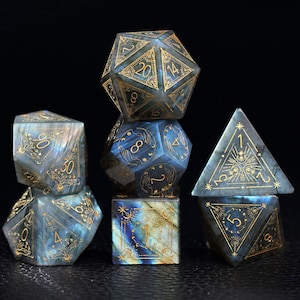 Full Set Labradorite Polyhedral Dice Set Set Warlock Style - Dungeons ...