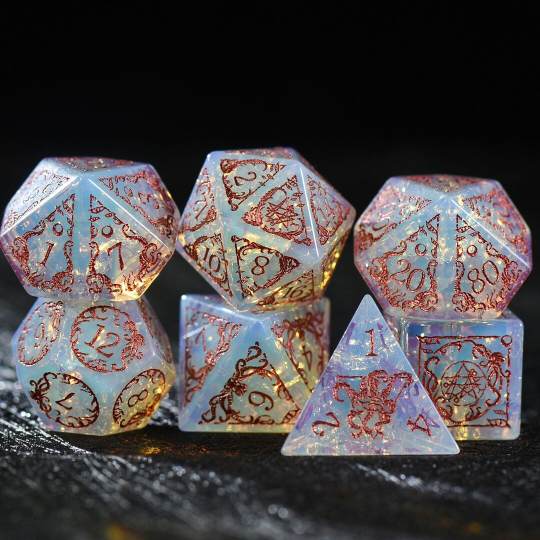 Burst Style Opal Material Set DND Dice, Dungeons and Dragons Polyhedral ...
