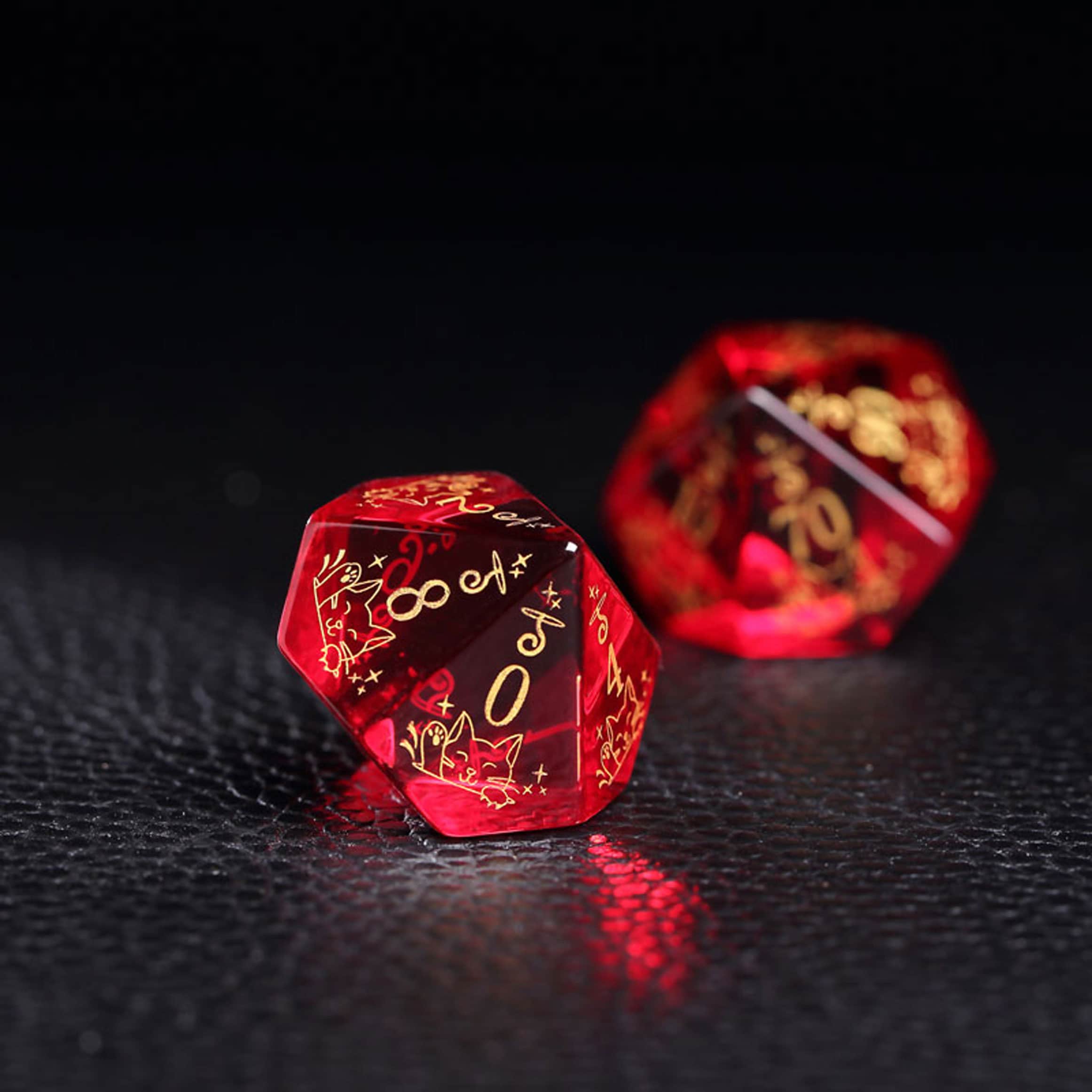Engraved Garnet DND Dice Set – Handmade Carving Gemstone for Dungeons ...