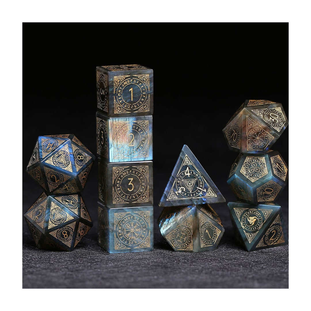 Full Set Labradorite Polyhedral Dice Set Set Warlock Style - Dungeons ...