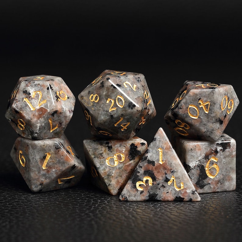 Yooperlite Gemstone Dice Set-dungeons and Dragon Raised Dice, RPG Game ...