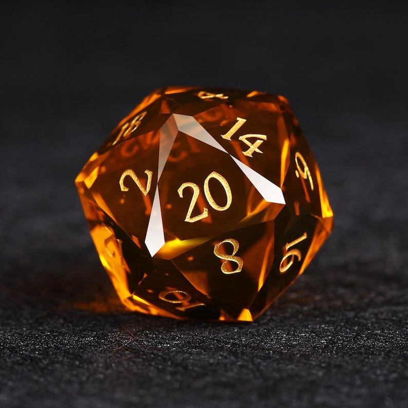 Topaz Glass DND Dice Set: Polyhedral Gemstone Dice With Gift Box - Etsy