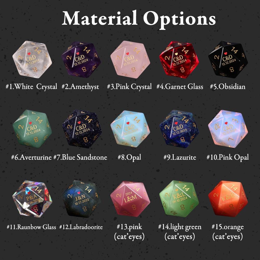 Custom Wedding Dice | Dungeons & Dragons | DND Dice | Stone Dice ...
