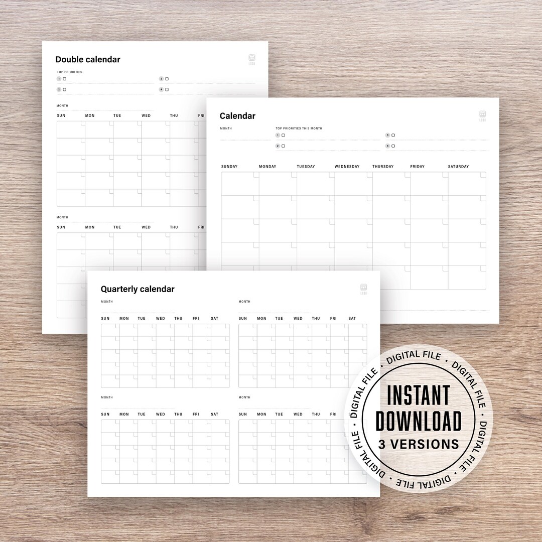 Calendars | DIGITAL DOWNLOAD | PDF | Instant Download | Printable ...
