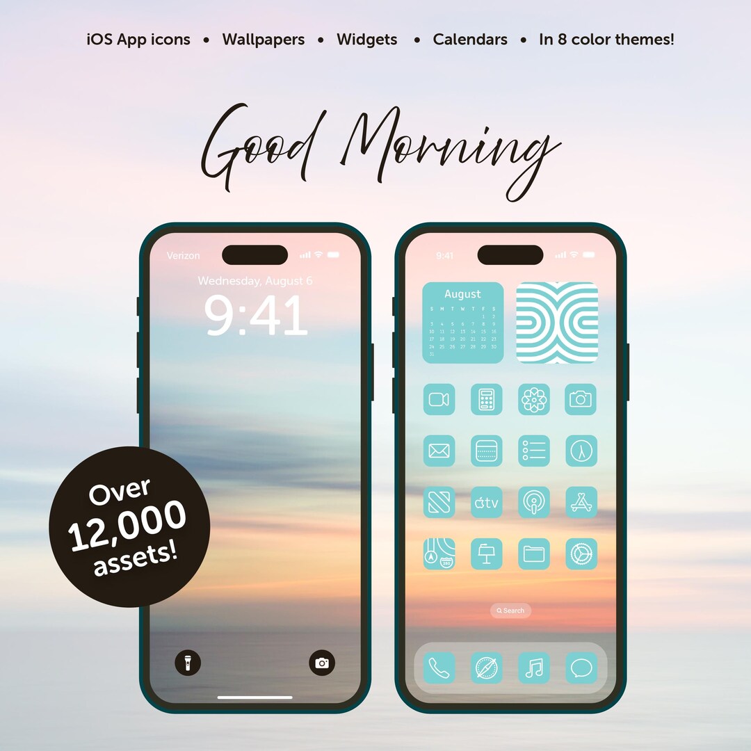 Good Morning DIGITAL Aesthetic Apple Ios Icon Theme Hand Drawn App ...