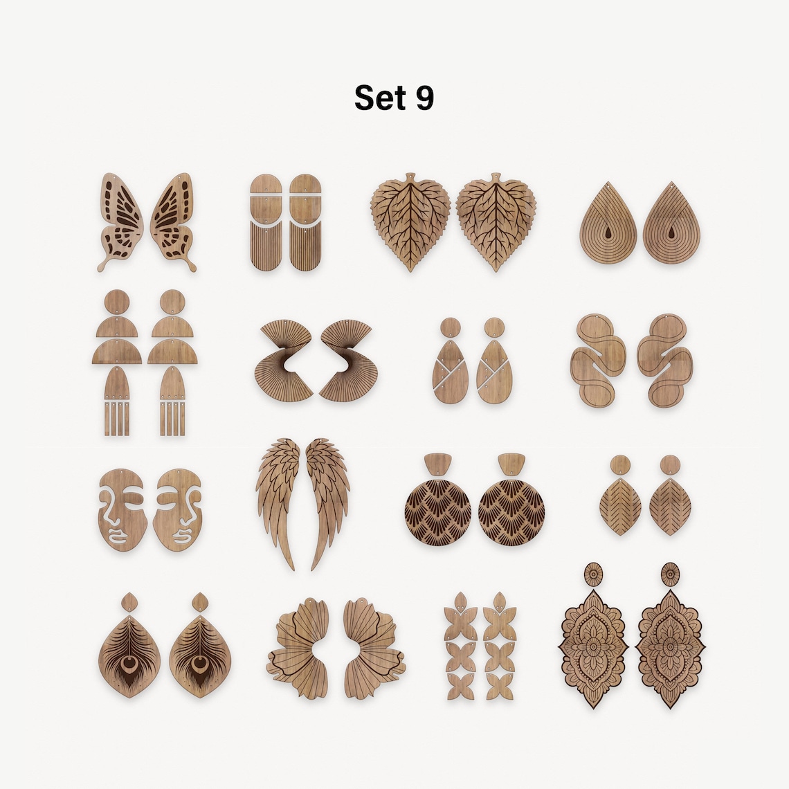 Sets 7-12 DIGITAL FILE Variety Dangle Earring 96 Piece Wood Bundle ...
