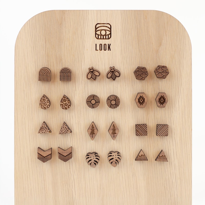 Wood Stud Earrings Pack - Etsy