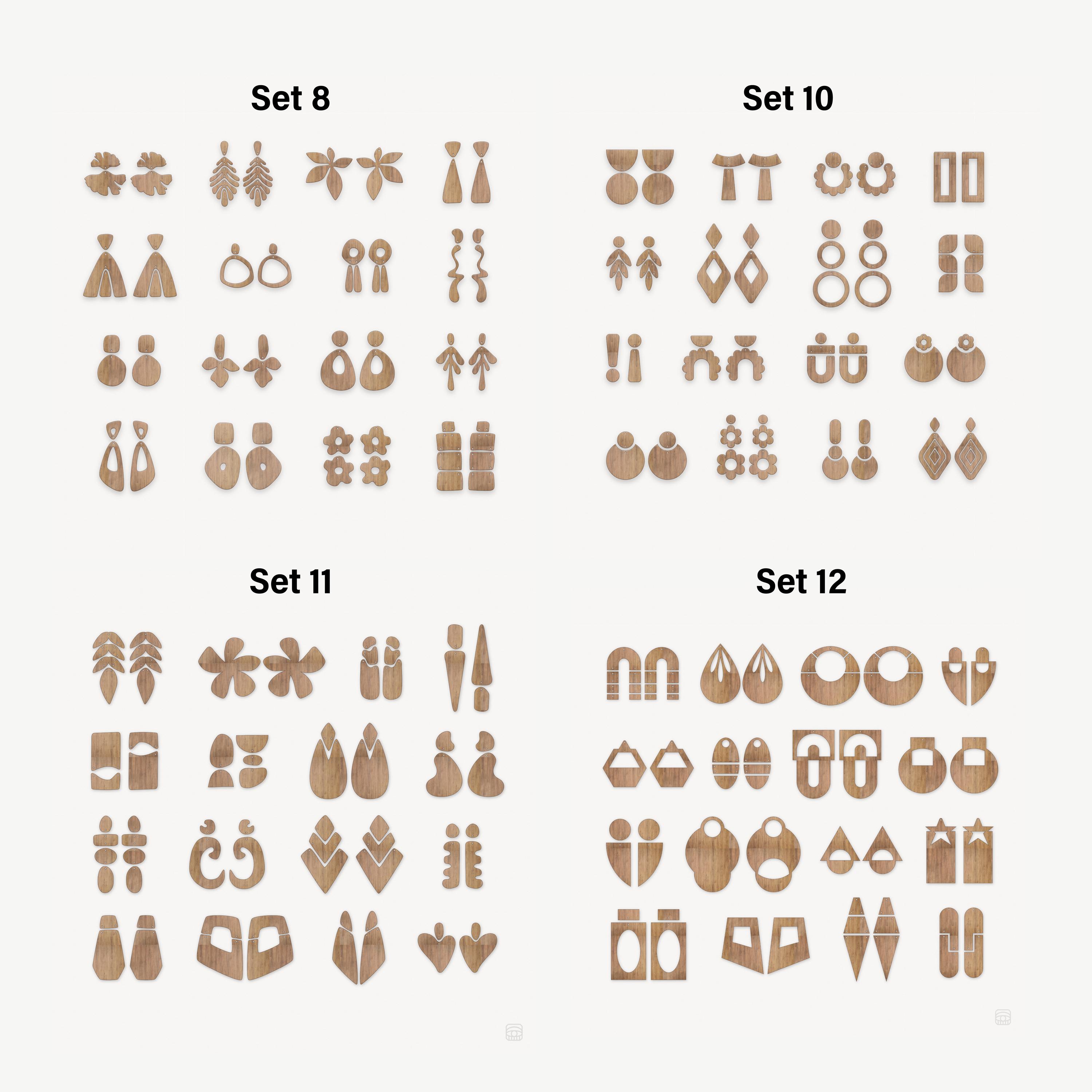 Sets 7-12 DIGITAL FILE Variety Dangle Earring 96 Piece Wood Bundle ...