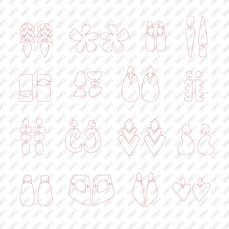 Sets 7-12 DIGITAL FILE Variety Dangle Earring 96 Piece Wood Bundle ...