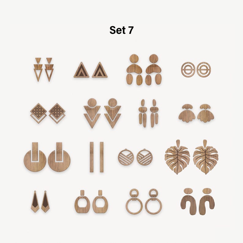 Sets 7-12 DIGITAL FILE Variety Dangle Earring 96 Piece Wood Bundle ...