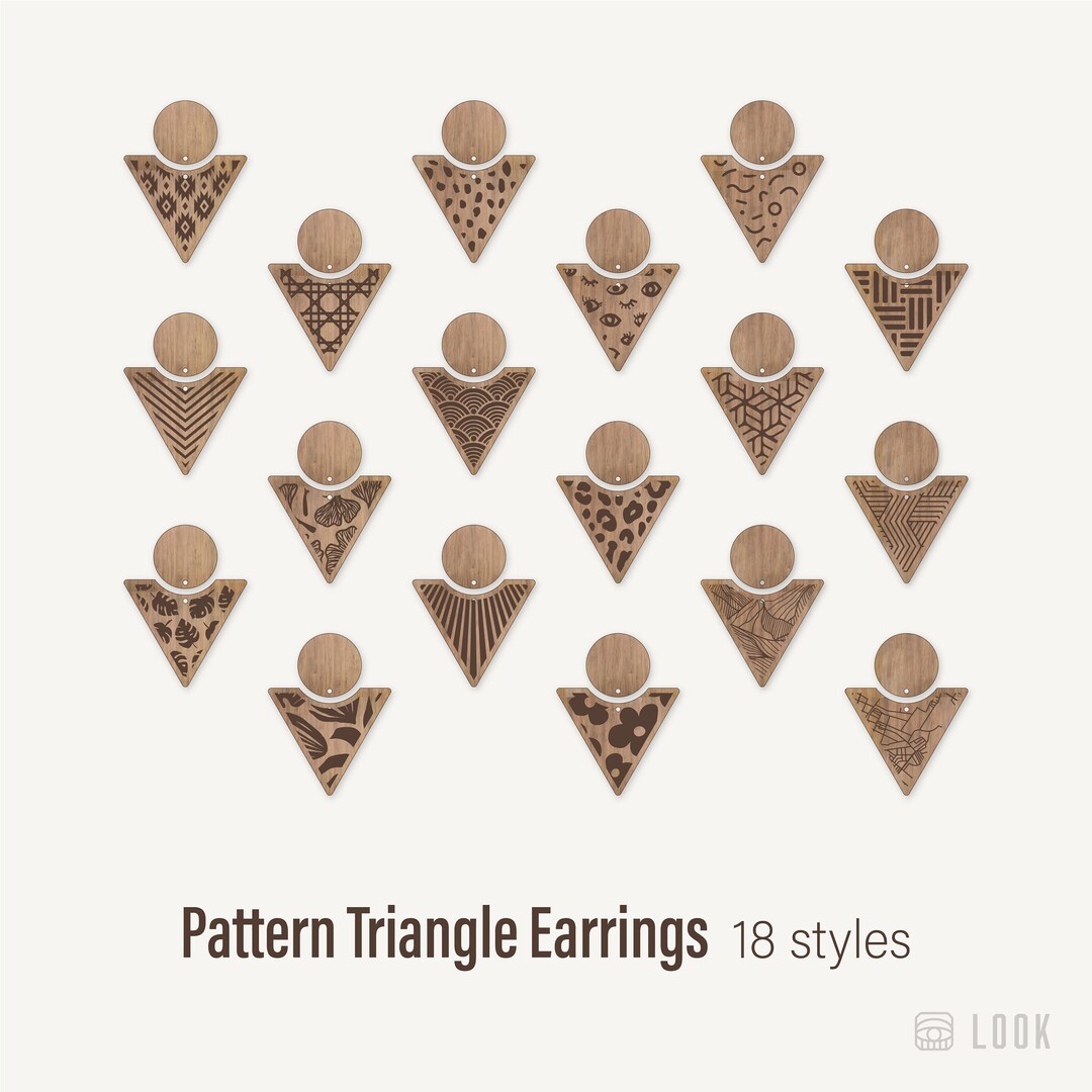 DIGITAL FILE Pattern Triangle Dangle Earrings 1 18-set Wood Bundle ...