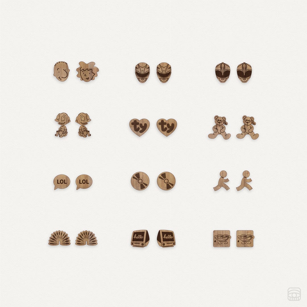 90s Nostalgia 2 DIGITAL FILE 12 Pack Earrings Set Stud Laser Cutter ...