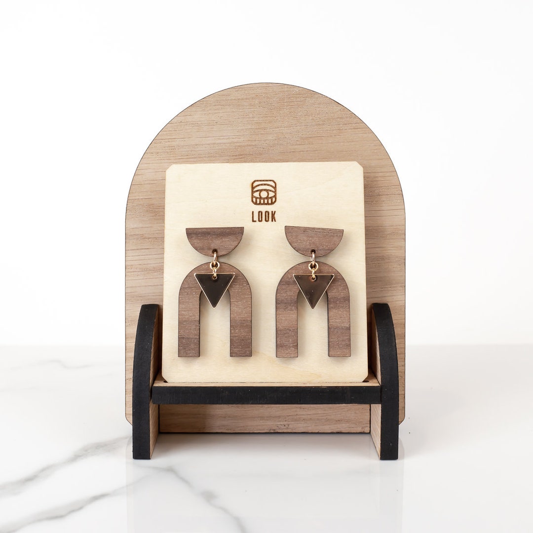 Kayiu Arch Semicircle Triangle Rainbow Geometric Walnut Wood Gold ...