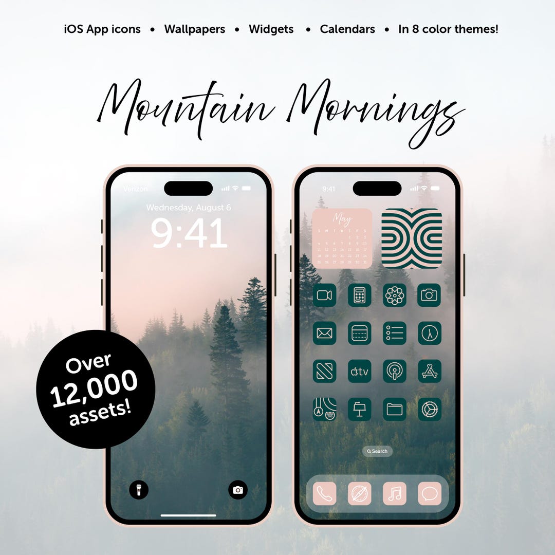Mountain Mornings DIGITAL Apple Ios Icon Theme Hand Drawn App Icons ...