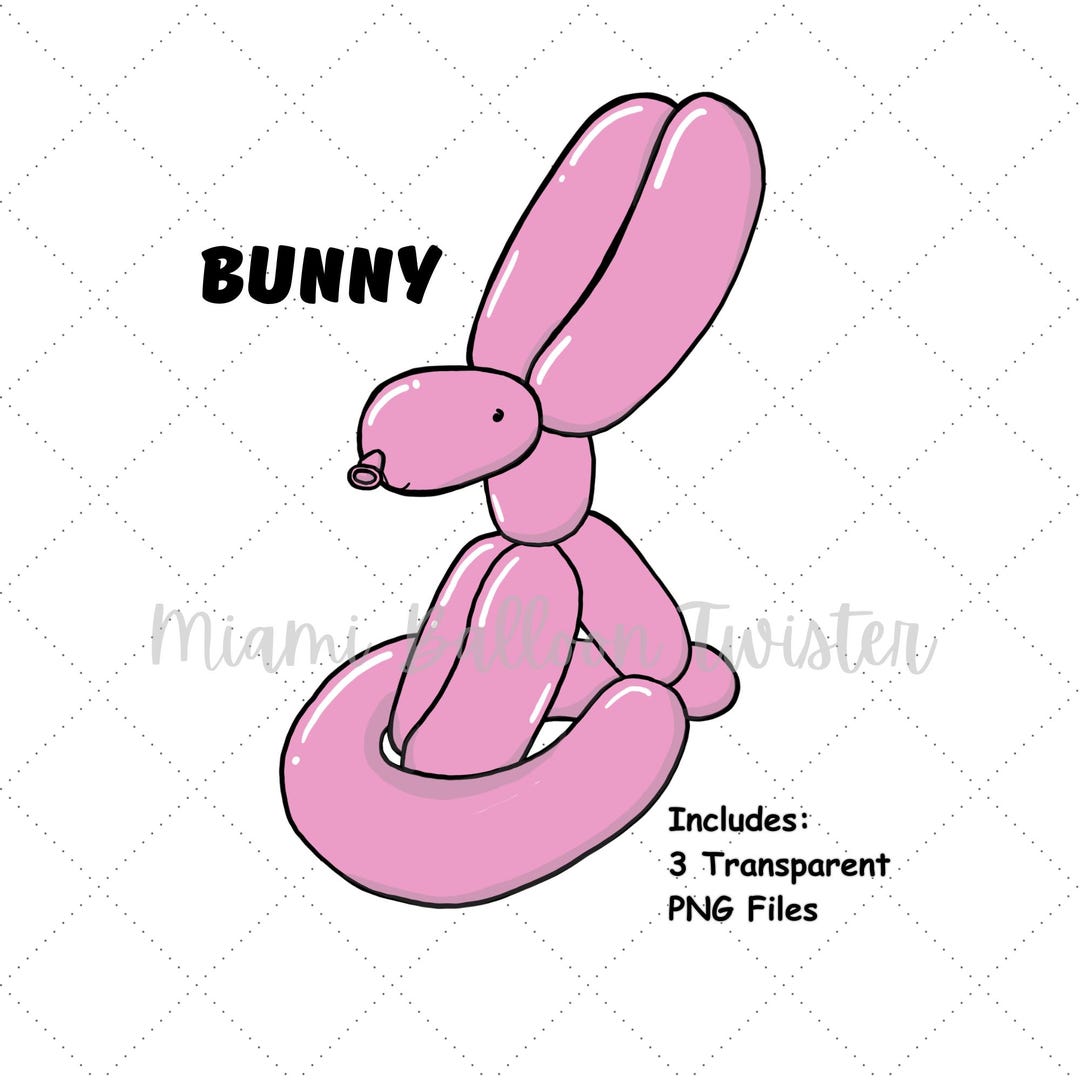 Bunny Balloon Clipart: 3 PNG Digital Downloads - Etsy