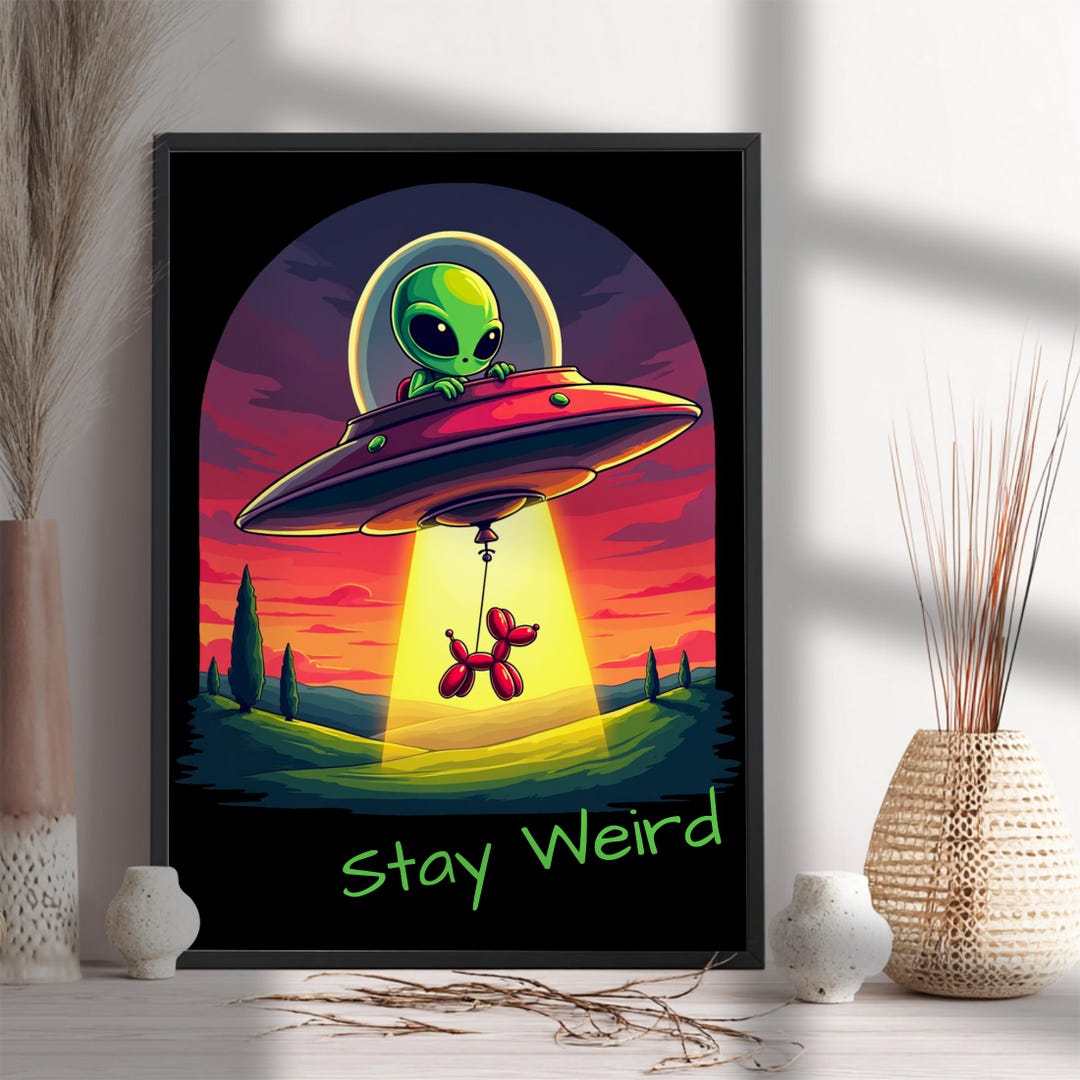Alien Abduction of Balloon Dog Poster: Rolled Print Three Sizes - Etsy