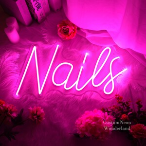 Custom Neon Sign for Nails Salon Wall Decor, Custom Shop Signage, Nail ...