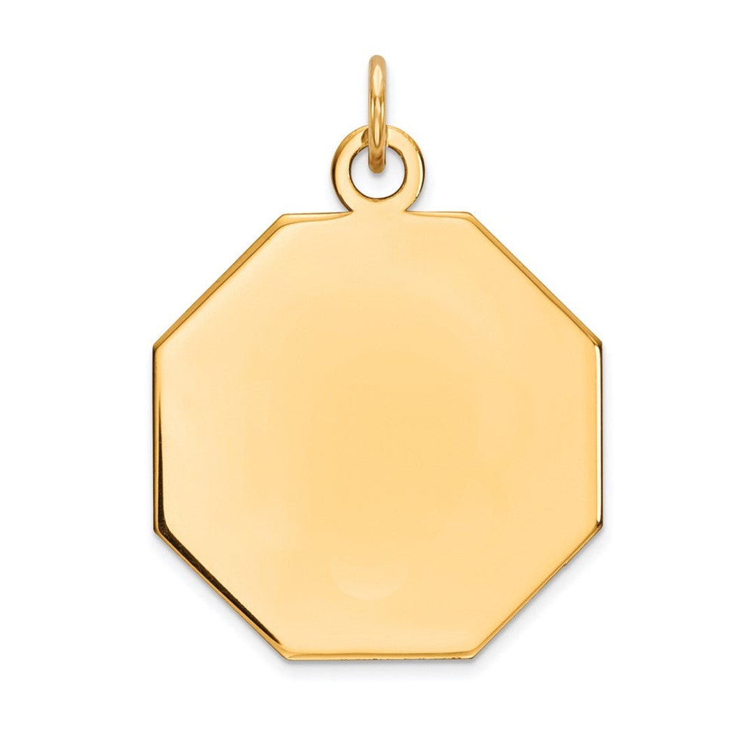 Solid 14k Yellow Gold Plain .018 Gauge Octagonal Disc Customize ...