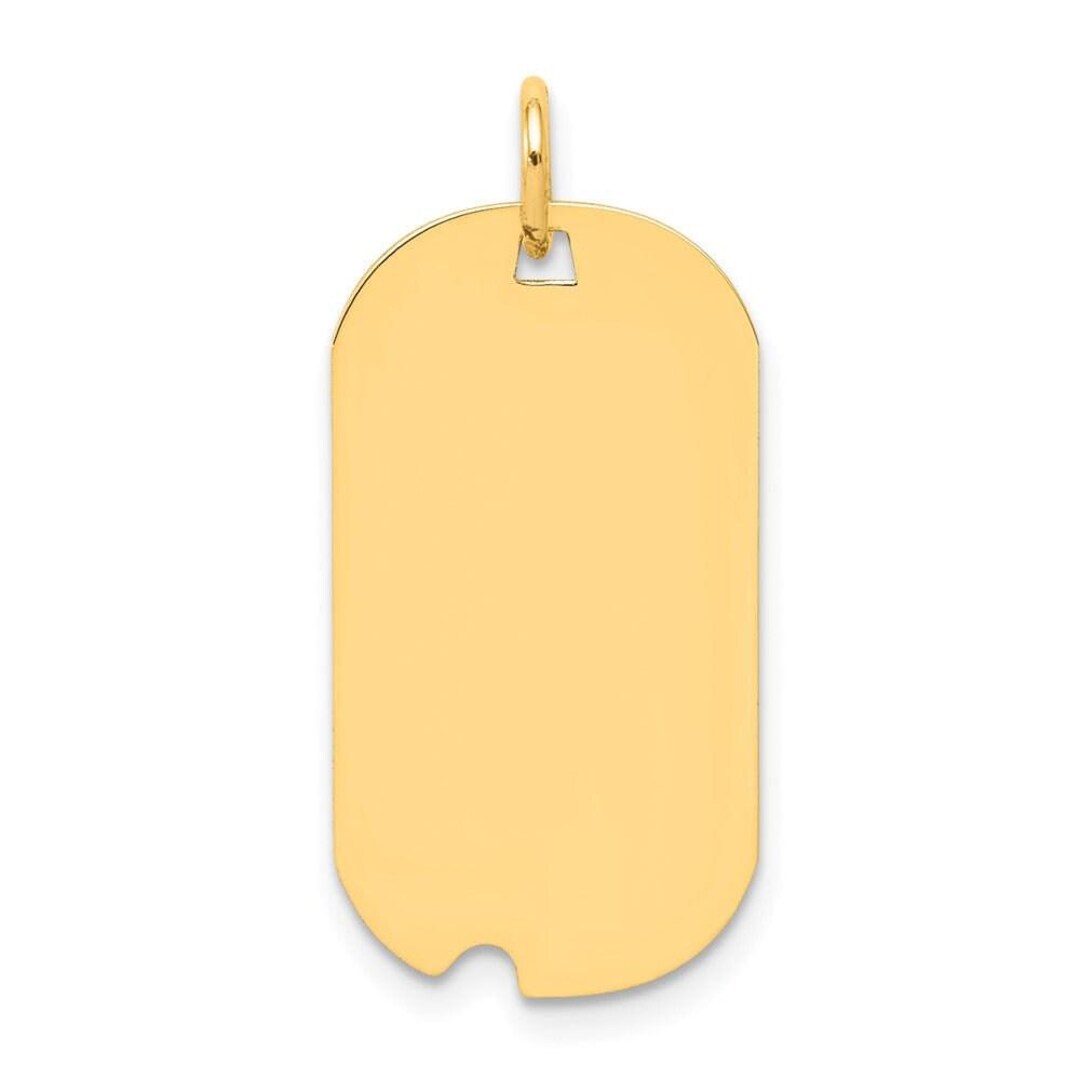 Solid 14k Yellow Gold Plain .018 Gauge Dog Tag With Notch Disc ...