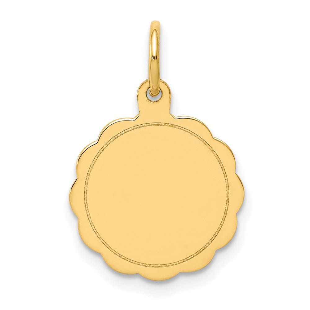 14k Yellow Gold .011 Gauge Scalloped Disc Engravable Charm Pendant ...