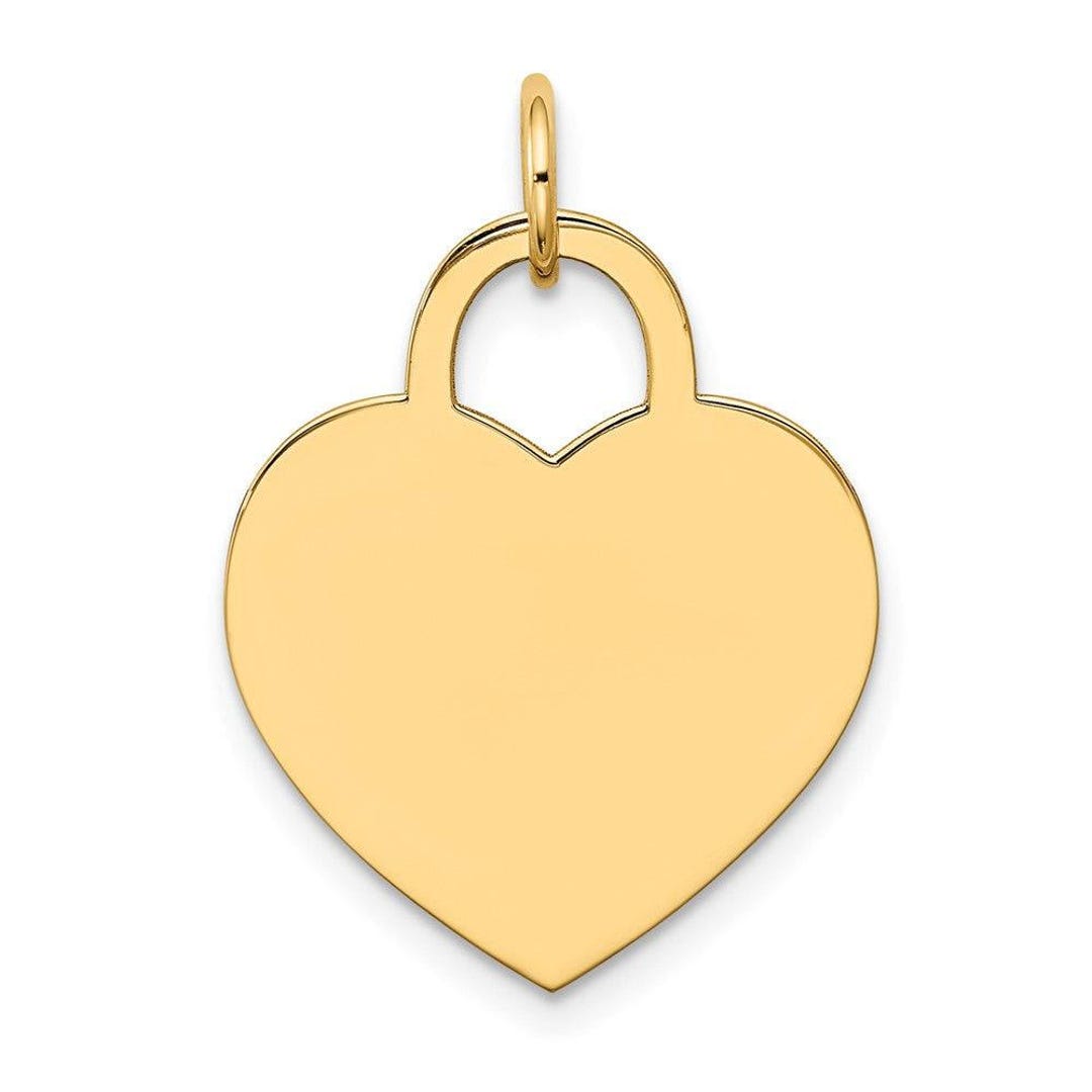 Solid 14k Yellow Gold Large Heart Customize Personalize Engravable ...