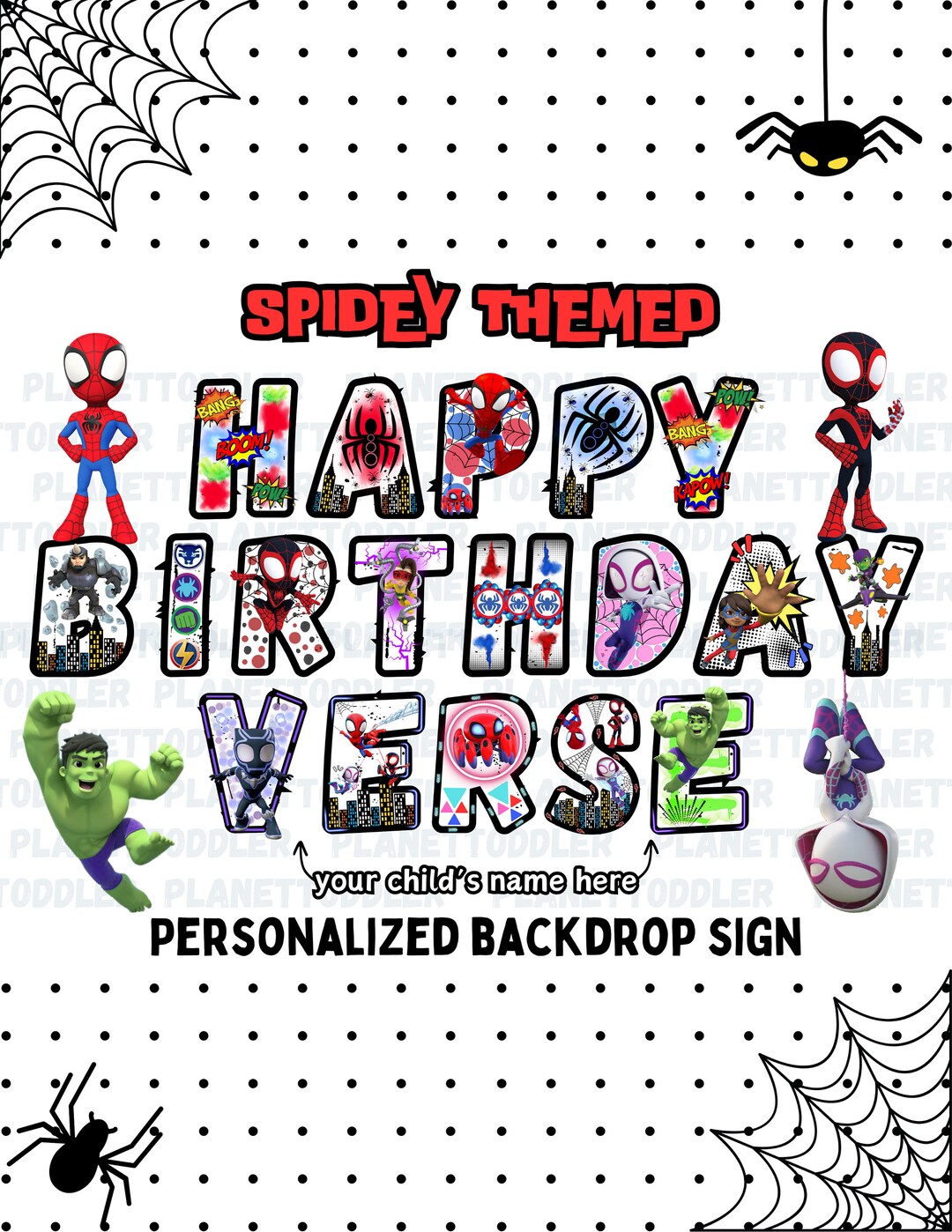 SPIDEY Themed Happy Birthday Backdrop Sign personalized Spidey and ...