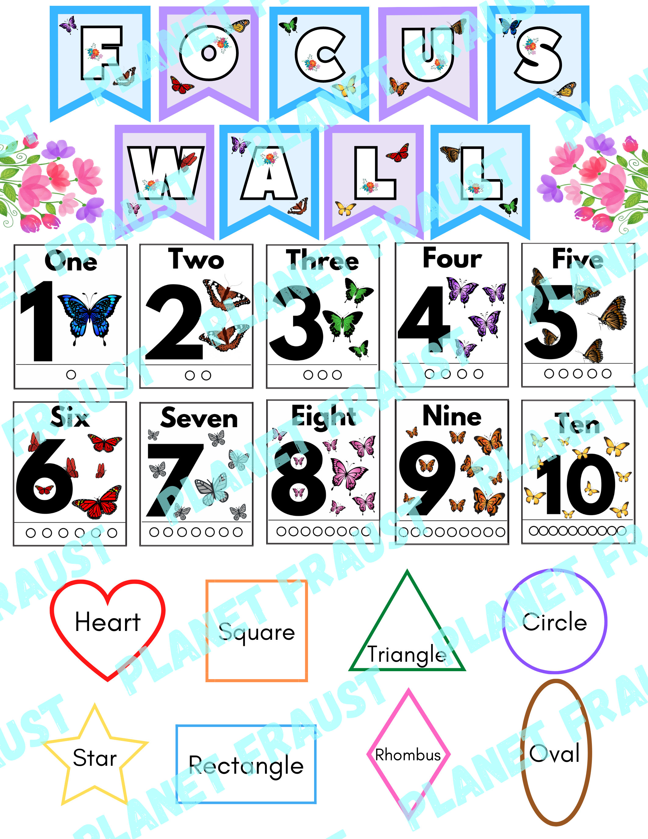 Focus Wall Bundle butterfly Theme Circle Time Wall Daycare Learning ...