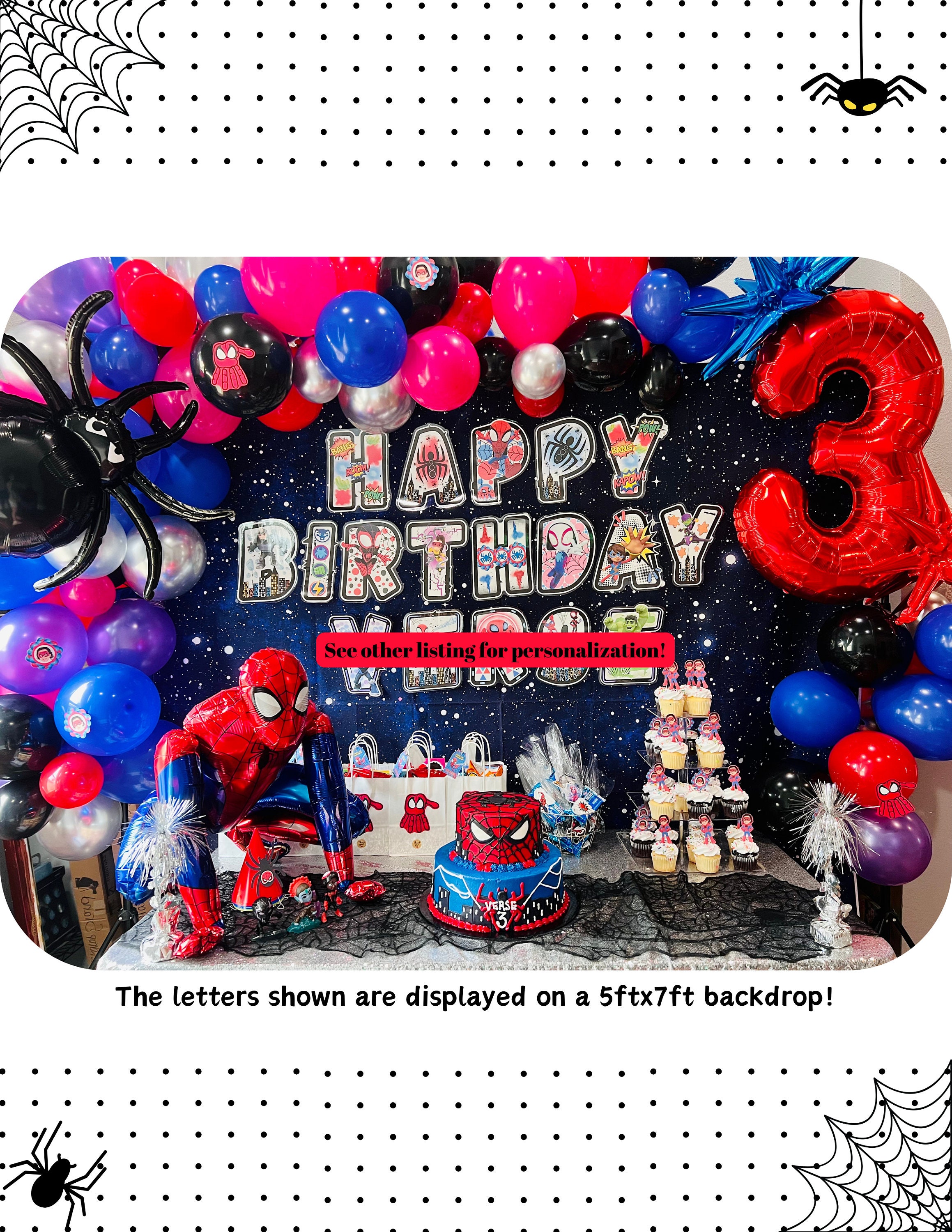 SPIDEY Themed Happy Birthday Backdrop Sign Spidey and Friends Birthday ...