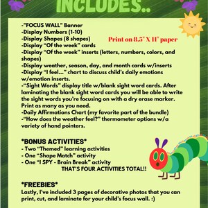 Focus Wall Bundle hungry Caterpillar Theme Circle Time Wall Daycare ...