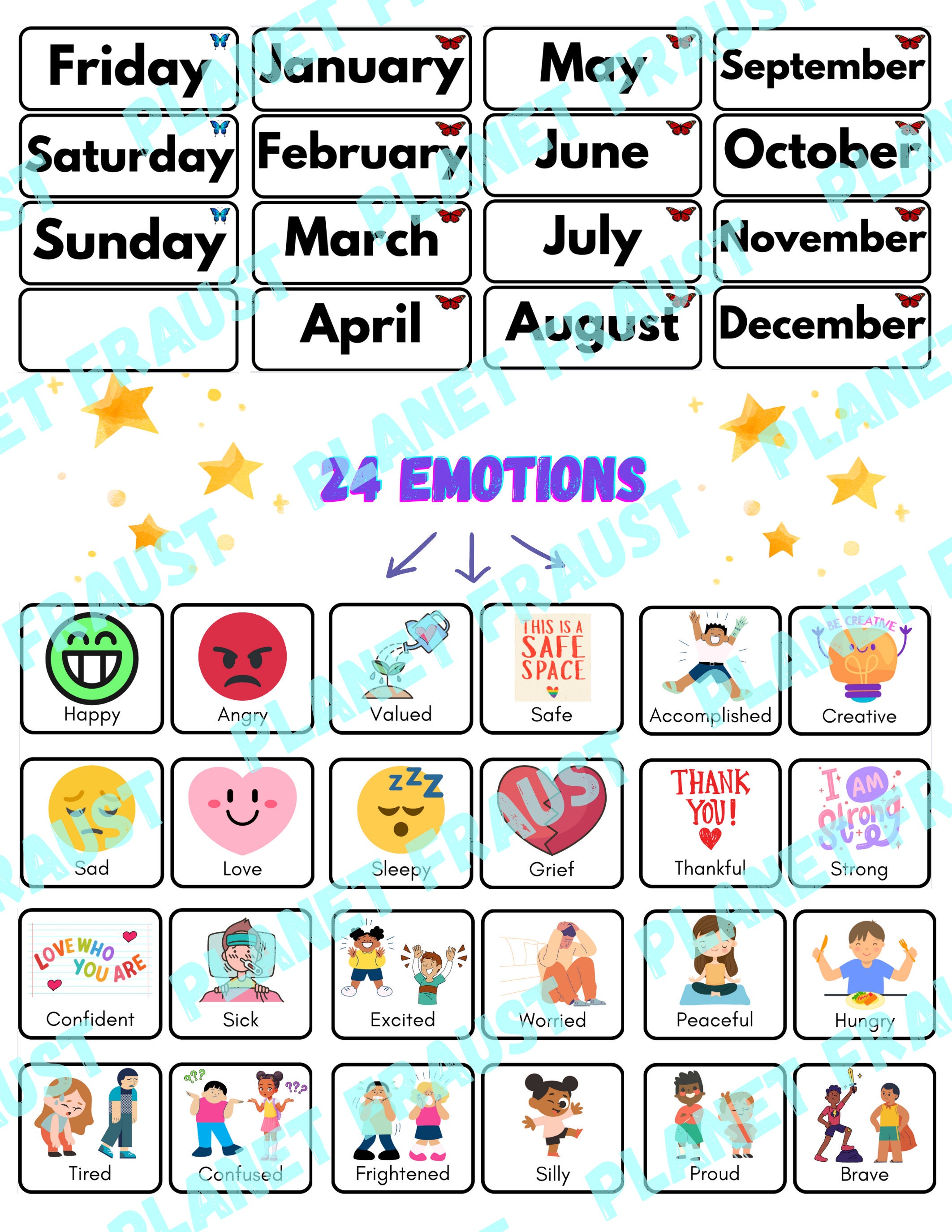 Focus Wall Bundle butterfly Theme Circle Time Wall Daycare Learning ...