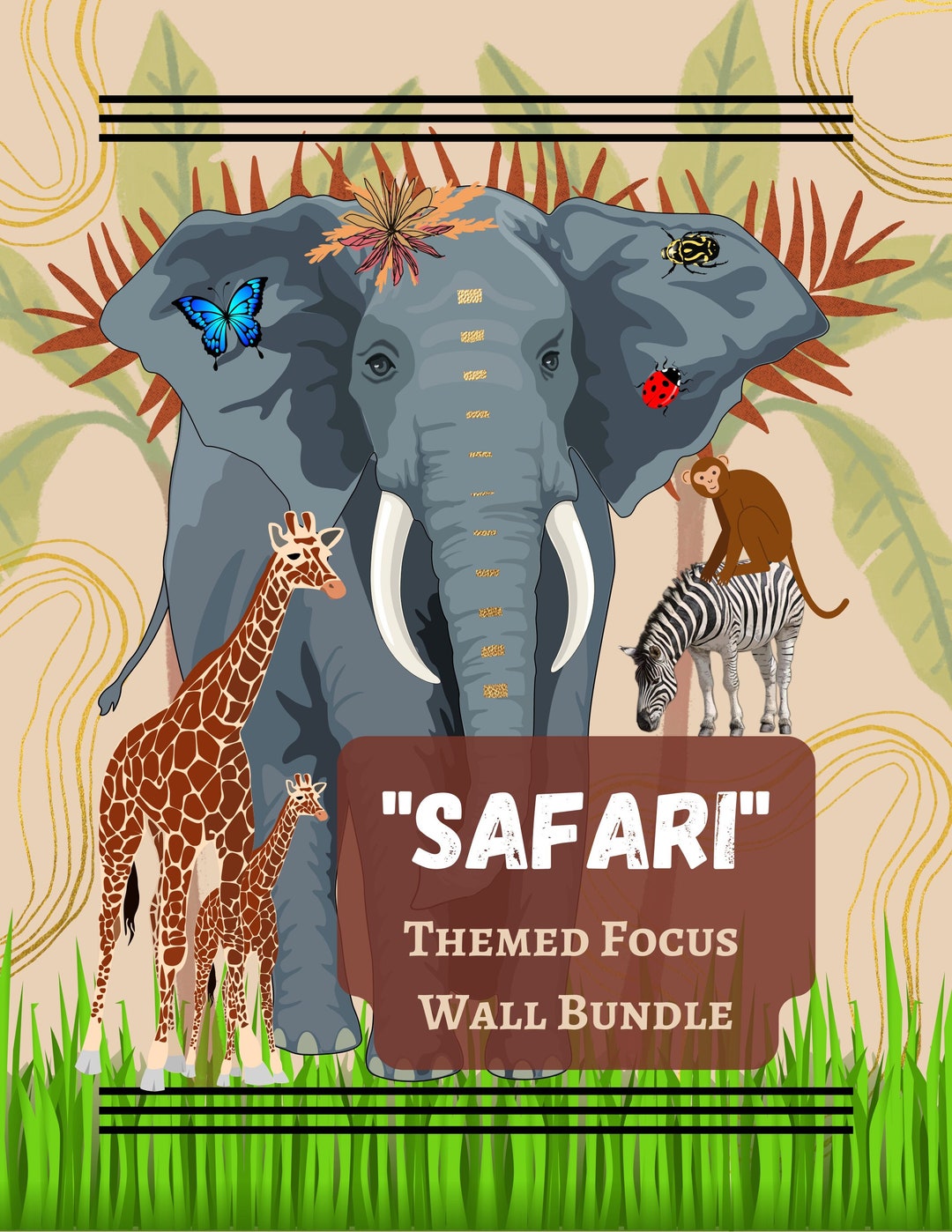 Focus Wall Bundle safari Theme Circle Time Wall Daycare Learning ...