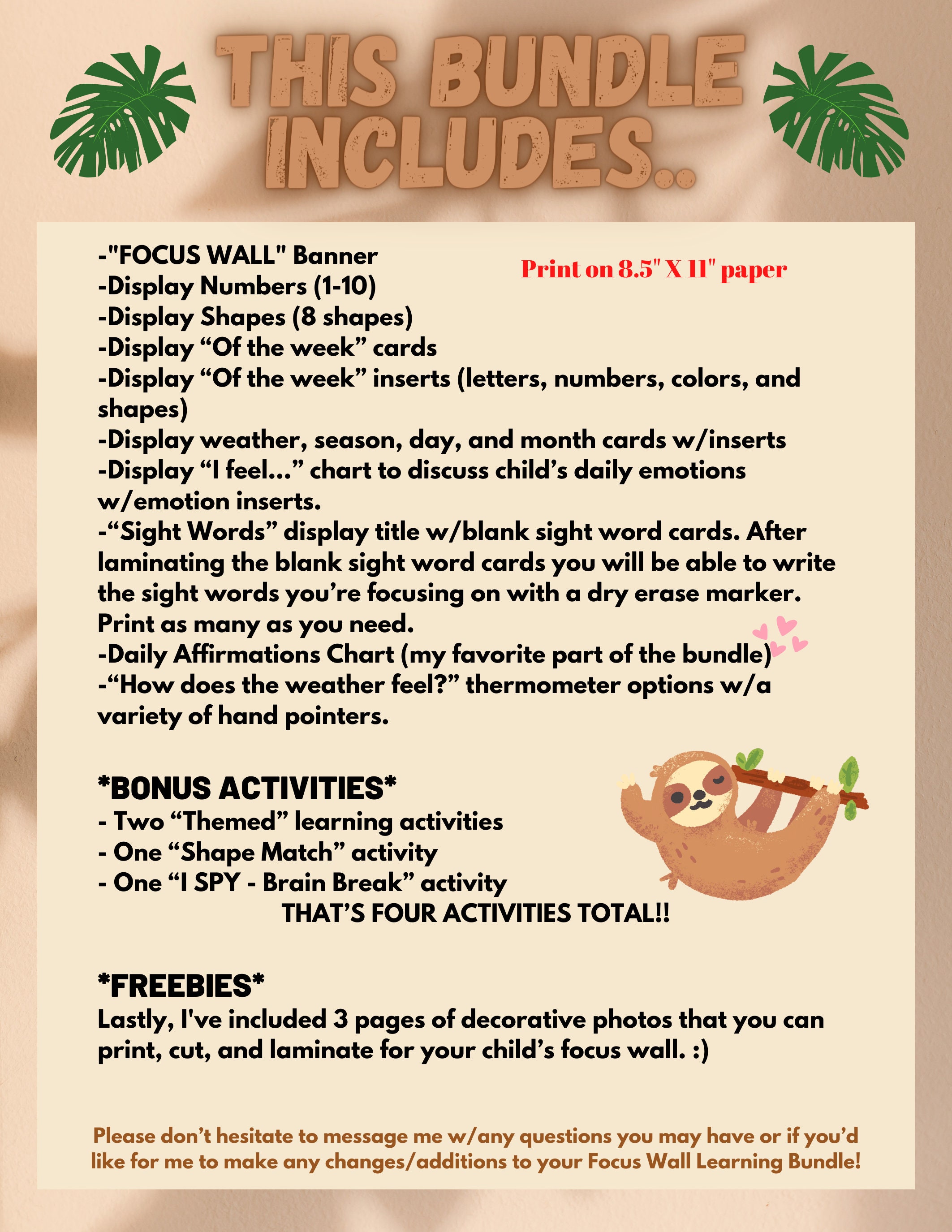 Focus Wall Bundle safari Theme Circle Time Wall Daycare Learning ...