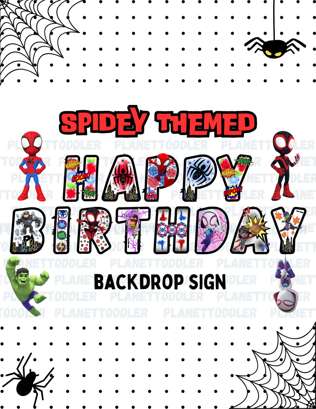 SPIDEY Themed Happy Birthday Backdrop Sign Spidey and Friends Birthday ...