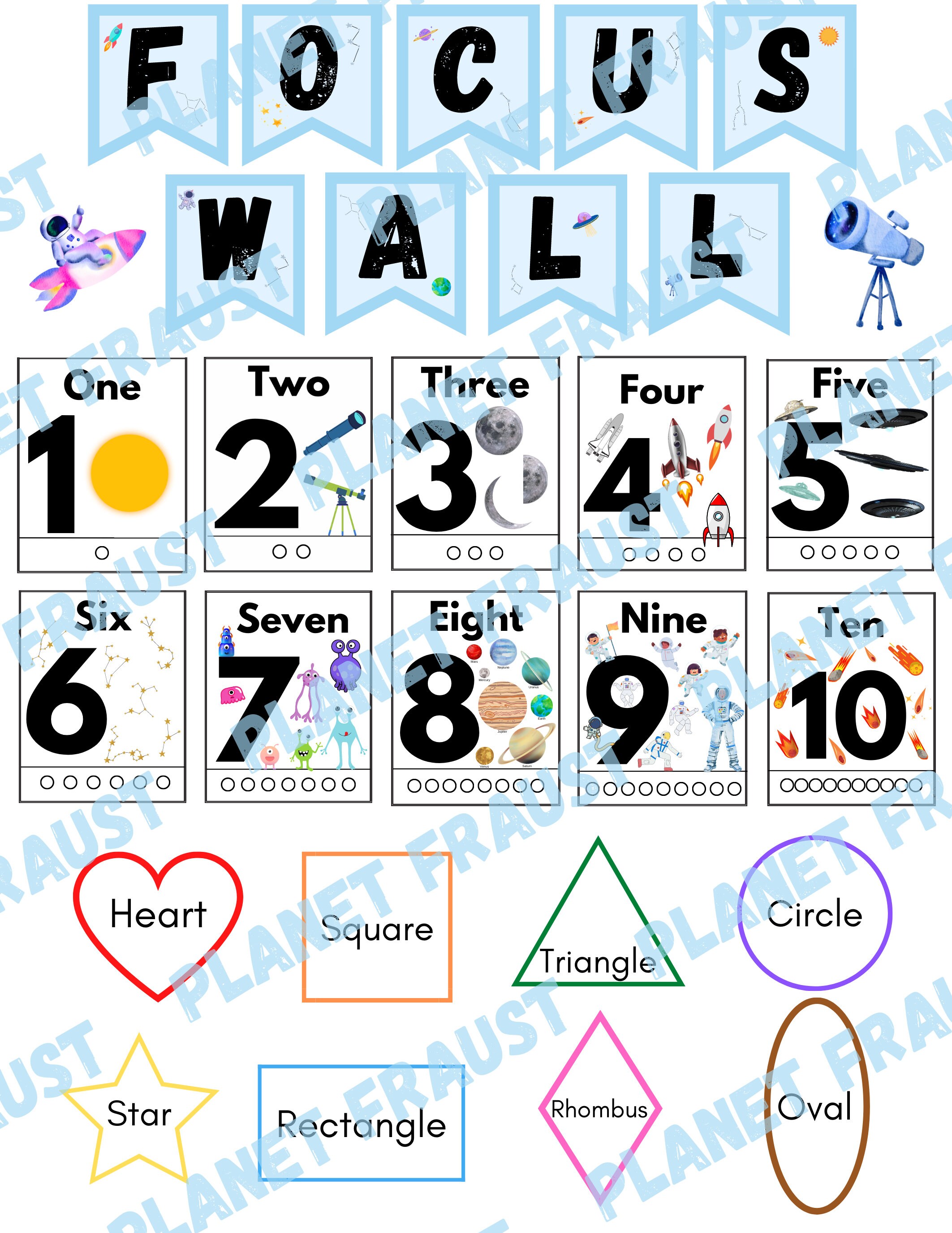 Focus Wall Bundle space Theme Circle Time Wall Daycare Learning ...