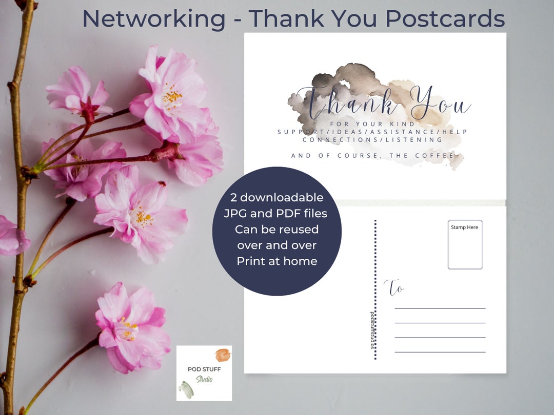 Networking Thank You Postcards, Coffee, Watercolor, Brown, 4x6, Digital ...