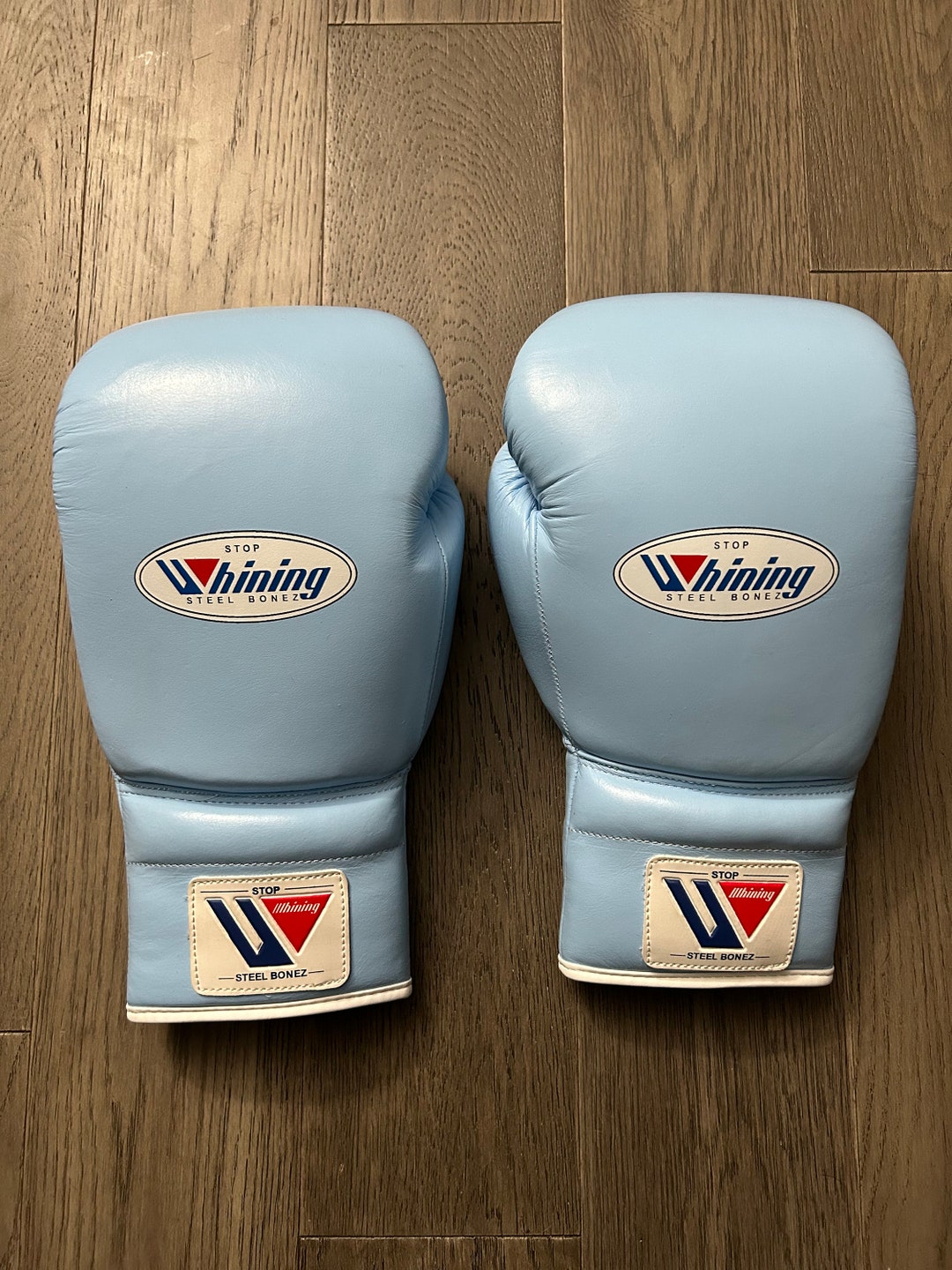 STEEL BONEZ Stop Whining Boxing Gloves Lace up Baby Blue - Etsy