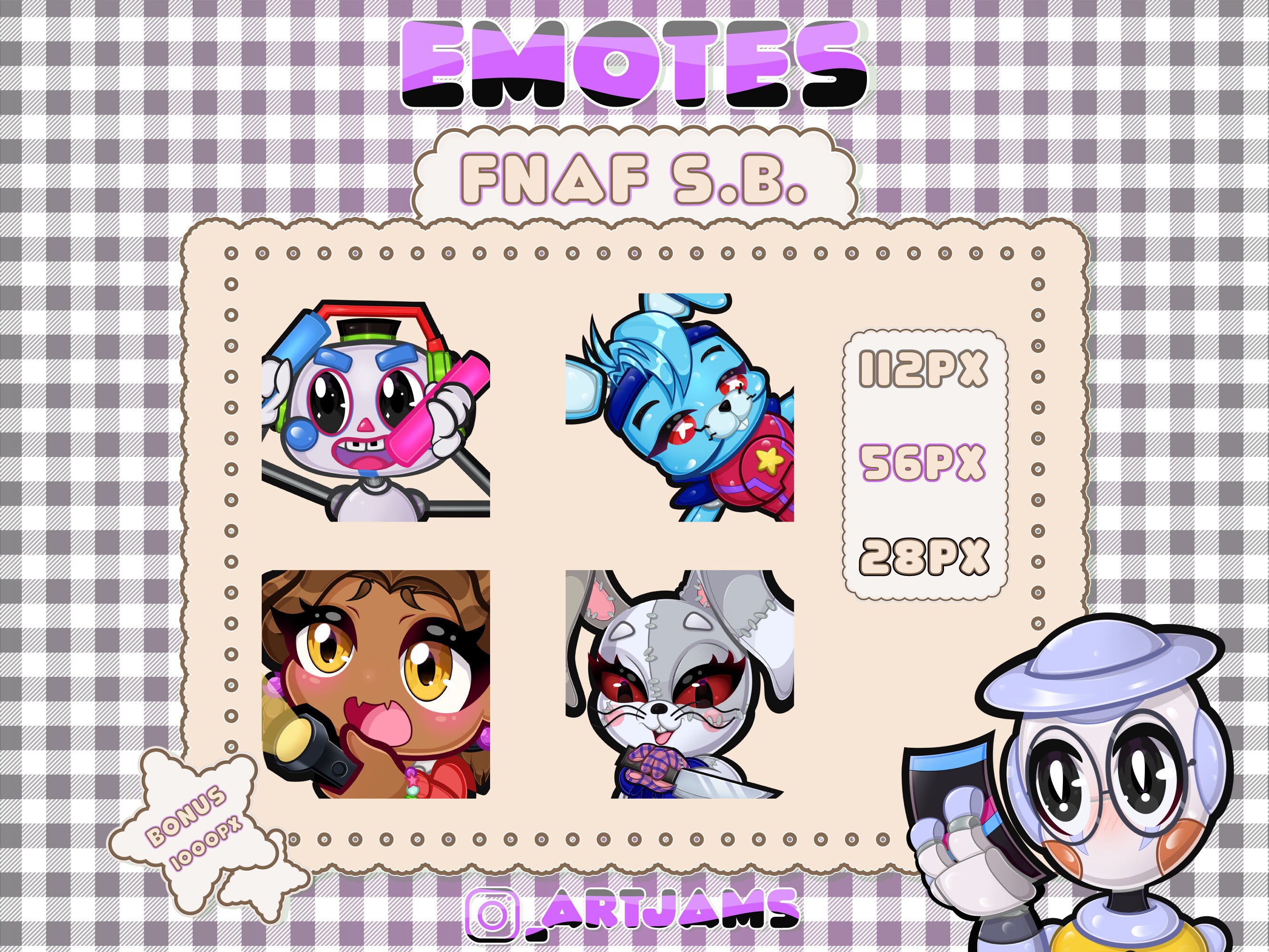 Five Nights at Freddy's Security Breach 2nd Emote Set 5 Plus 1 Animated Emote Twitch, Youtube ...