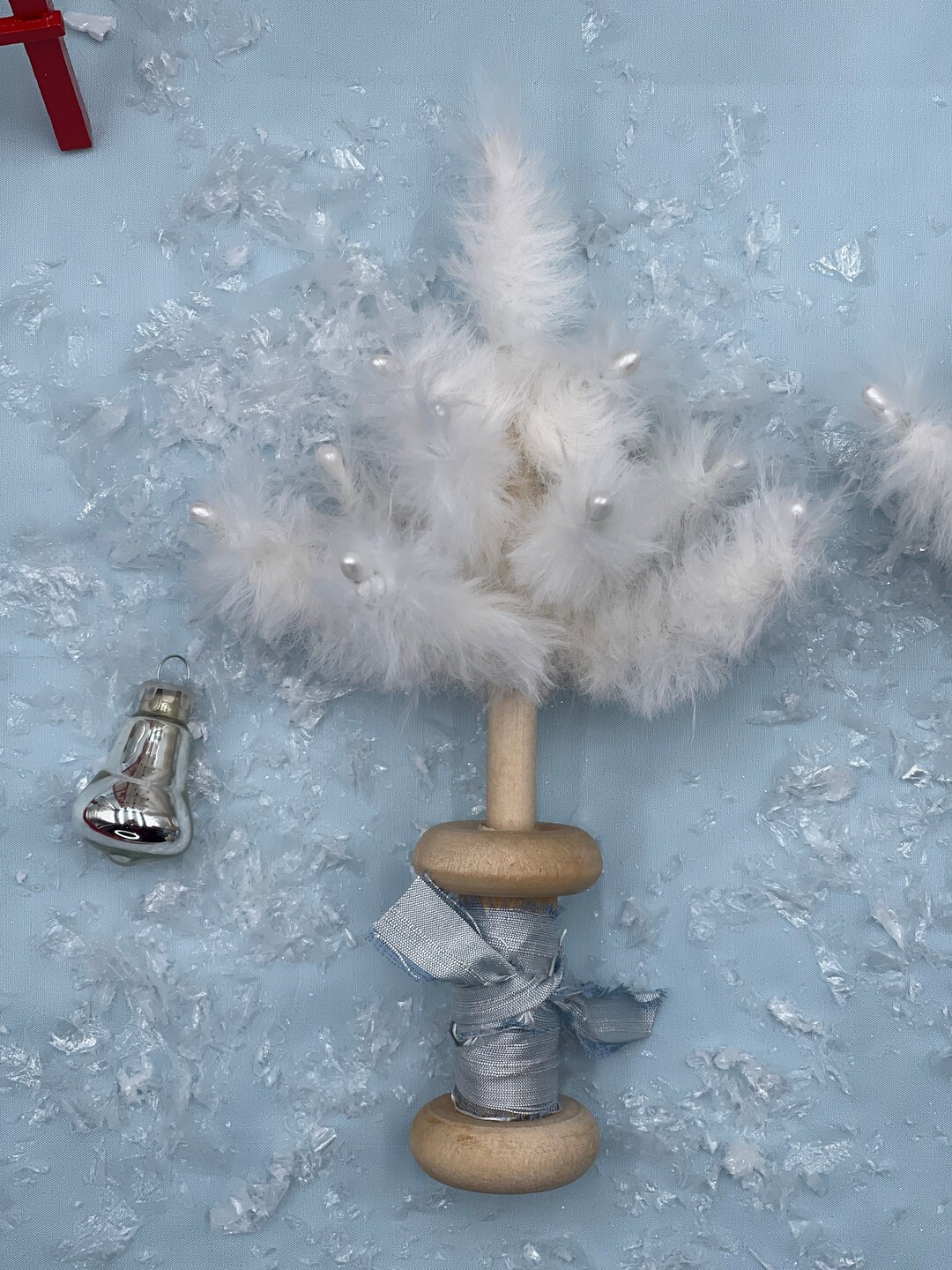 Handmade White Feather Tree, Faux Fur Xmas Tree, Retro Christmas ...