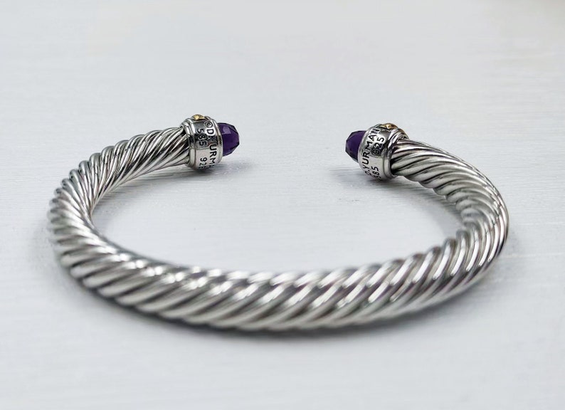 Women's 7mm Open Cuff Purple Diamond Rope Bracelet Cuff Bracelet - Etsy