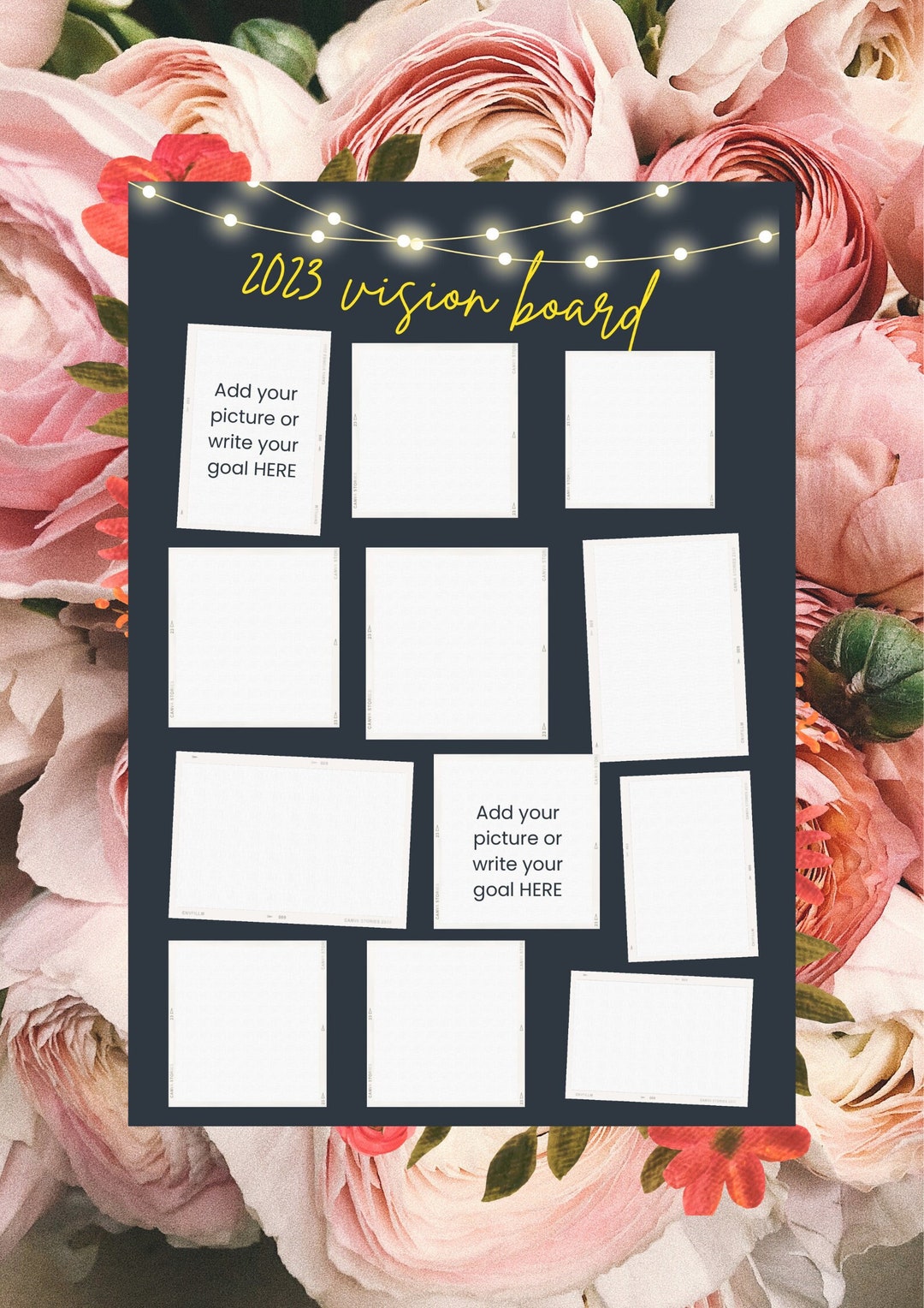 Printable 2023 Vision Board | Template | Instant Download | Goals - Etsy