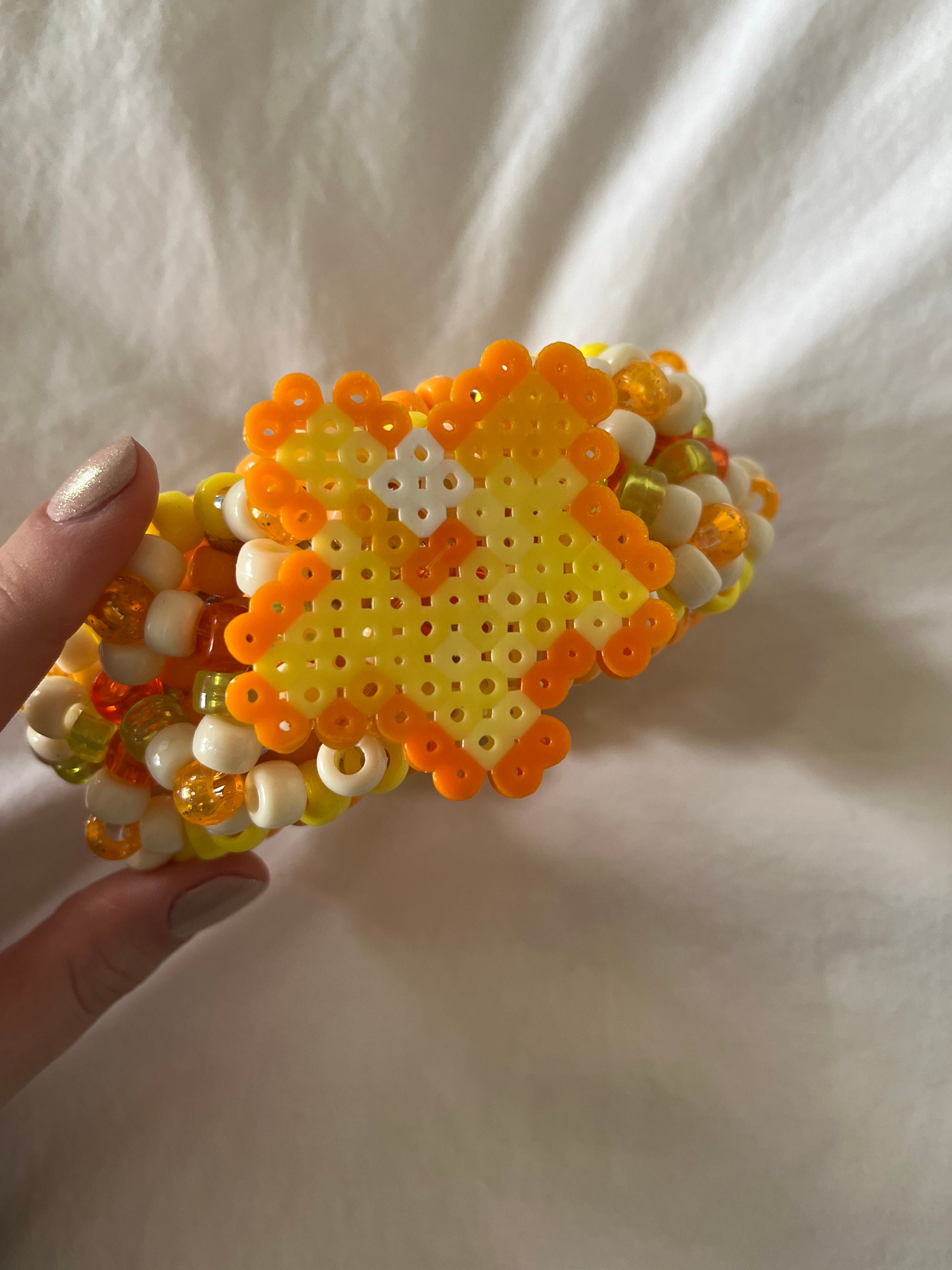 Orange Yellow Star Perler Kandi / Pony Bead Cuff - Etsy