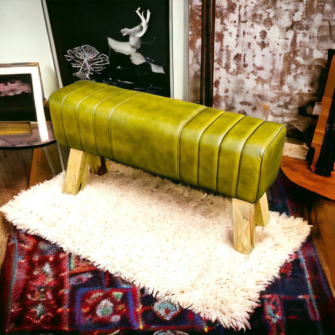 Leather Pommel Bench, End of the Bench, Gym Bench, Entryway Bench ...