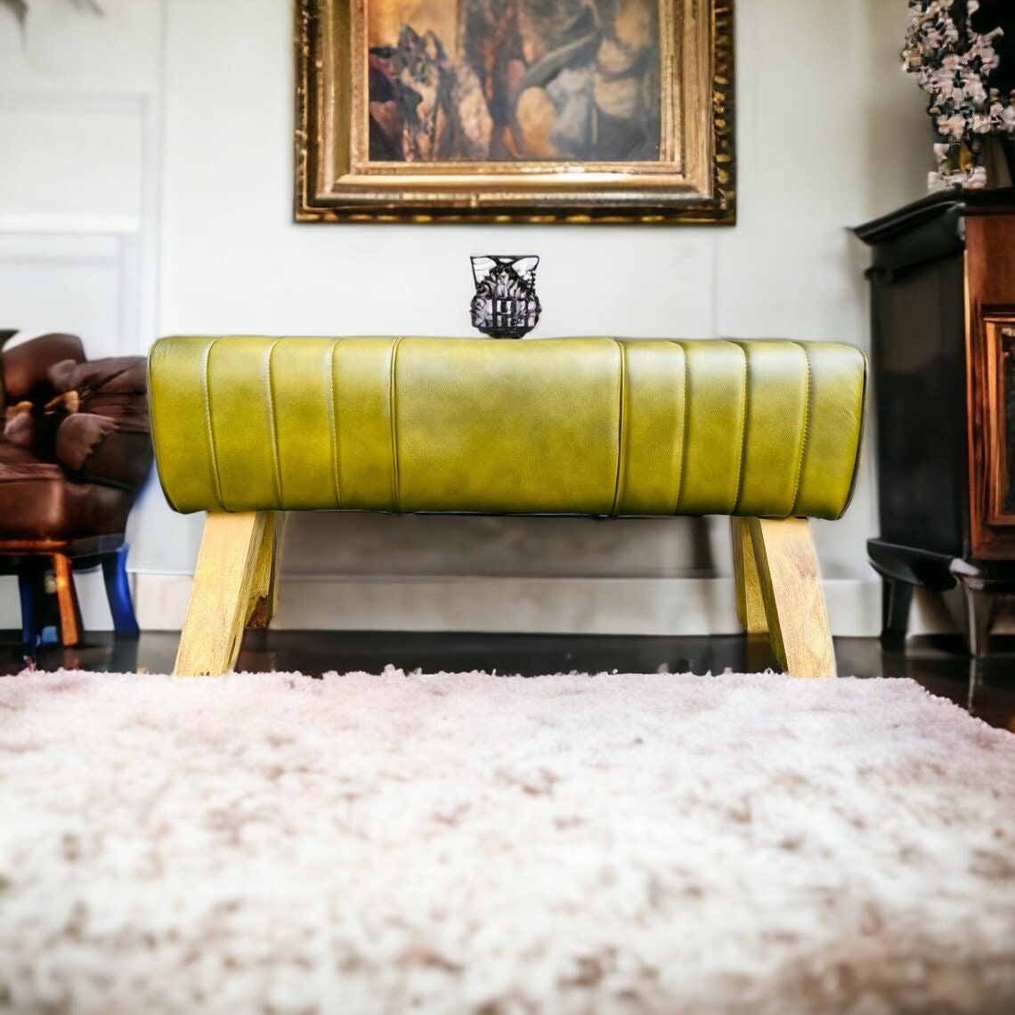 Leather Pommel Bench, End of the Bench, Gym Bench, Entryway Bench ...