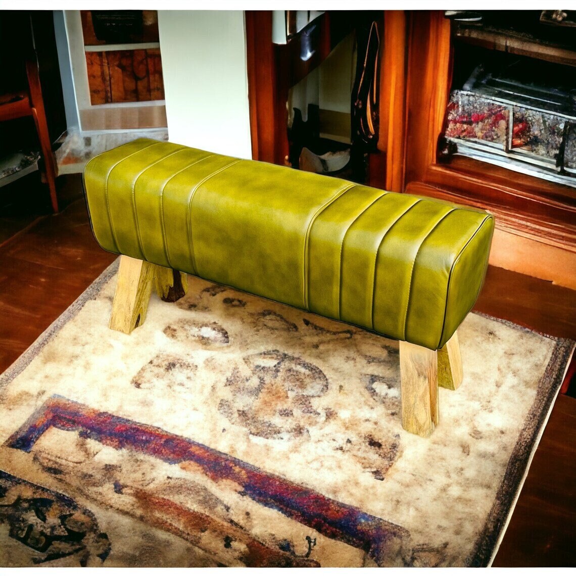 Leather Pommel Bench, End of the Bench, Gym Bench, Entryway Bench ...