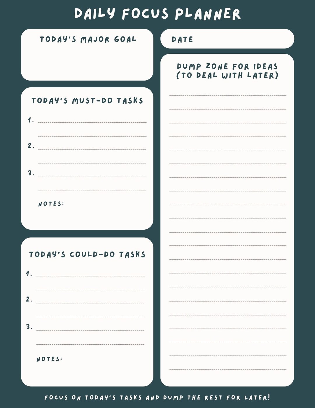 Premium DAILY FOCUS PLANNER - Etsy