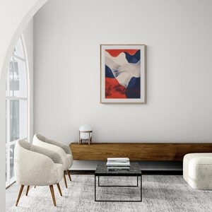 Modern Abstract Print – Red, White & Blue Fluid Art – Minimalist ...